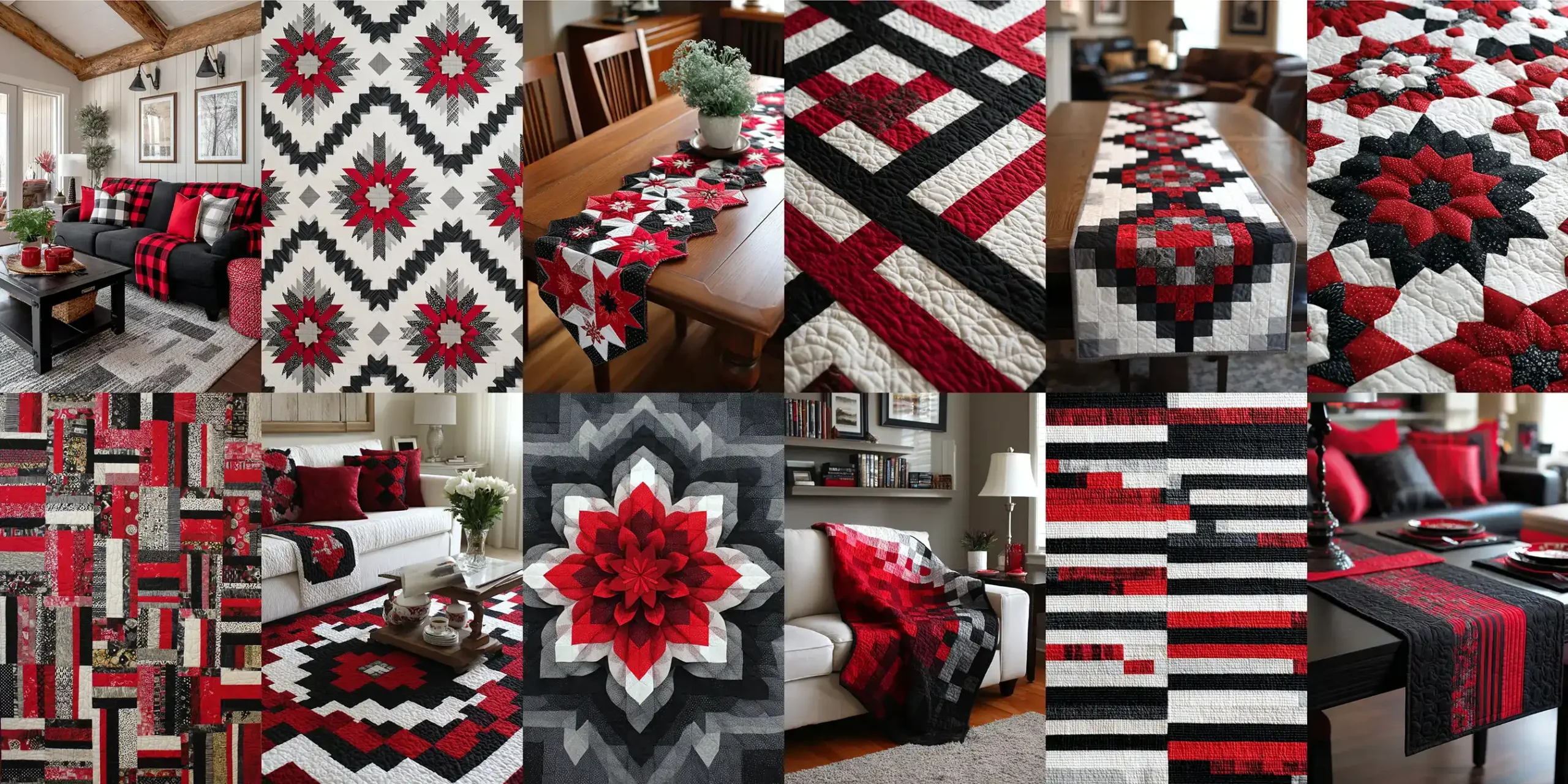 Stunning DIY Projects: 20 Red, Black, and White Quilt Ideas for Living ...